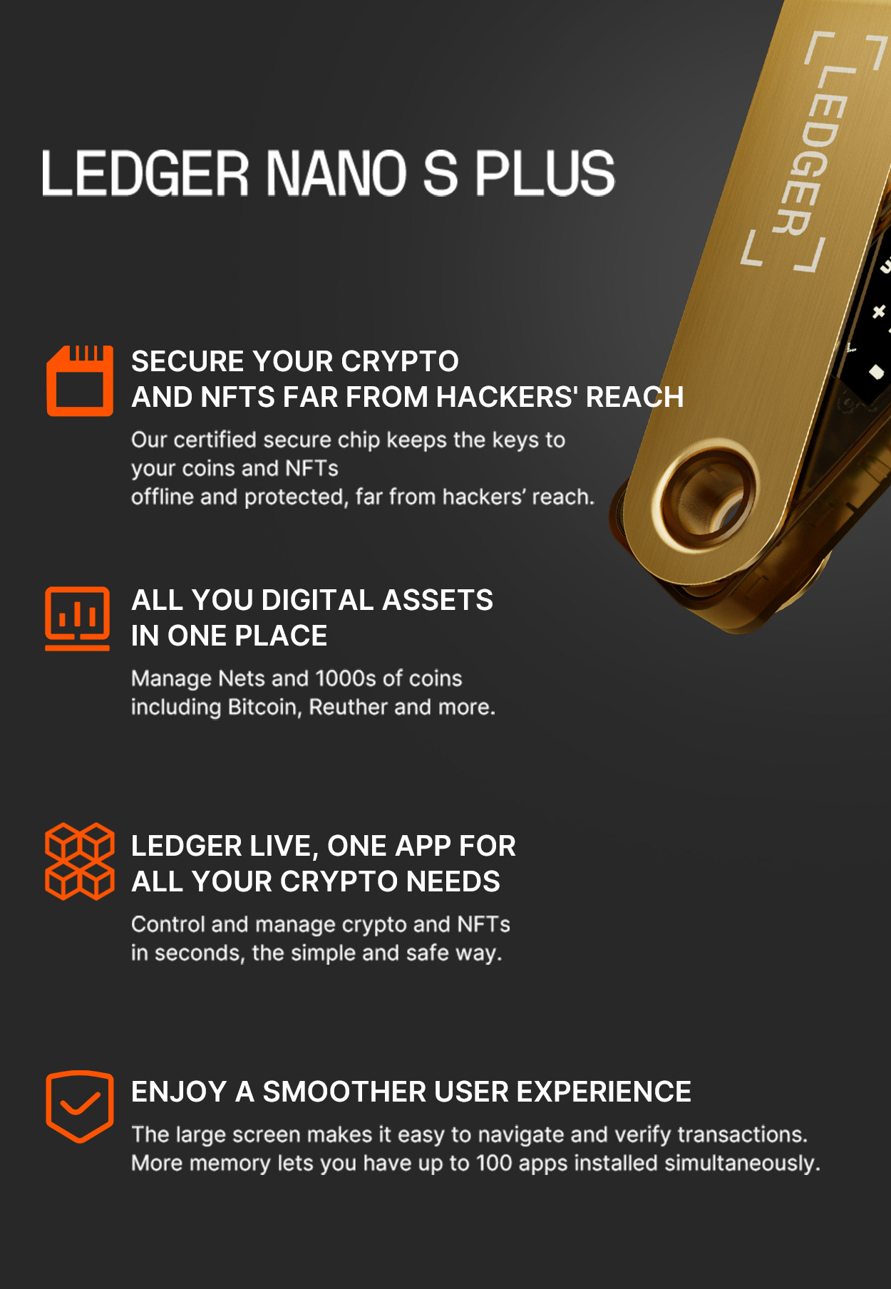 [Official Authorized Retailer]Ledger Nano S Plus Crypto Hardware Cold ...