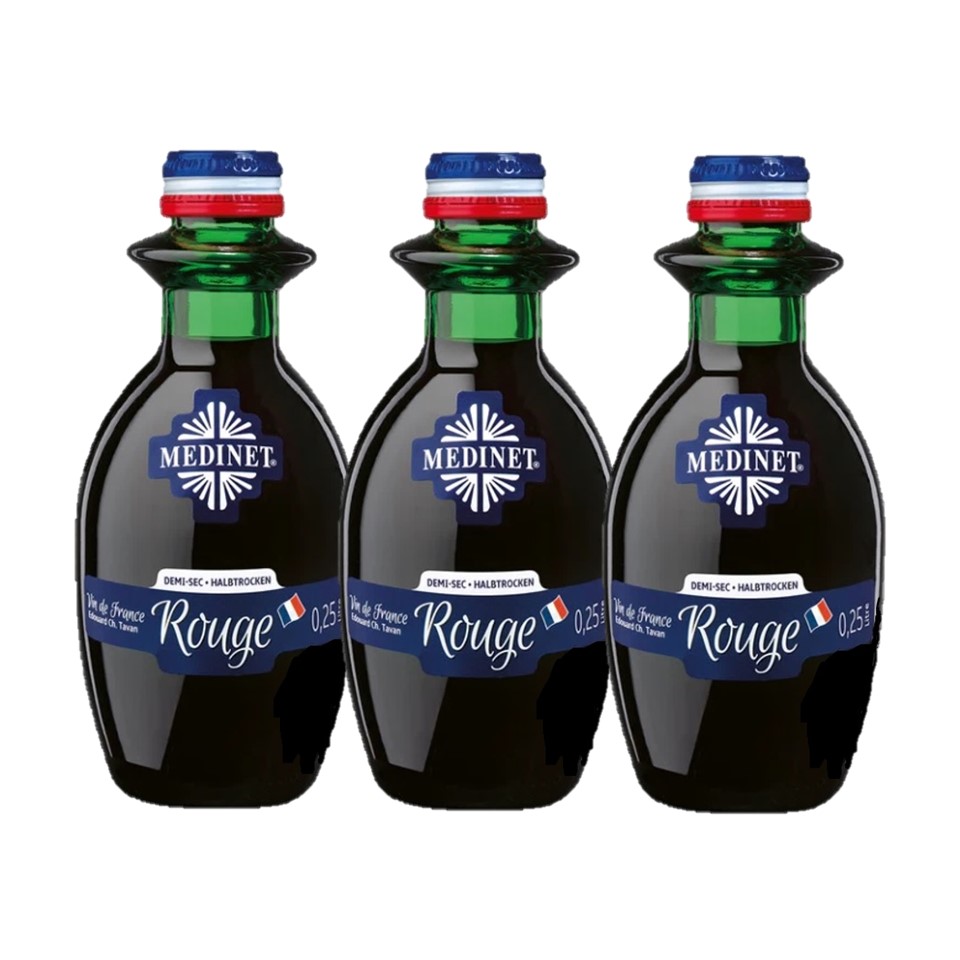SHOP24 MEDINET ROUGE red wine from France 250ml 3 bottles Good quality ...