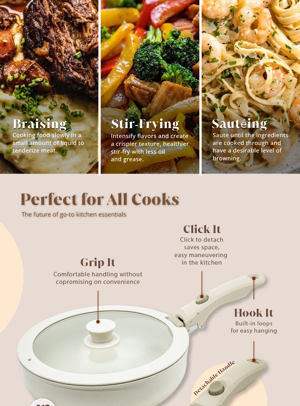 Table Matters -SnapChef Cookware Set with Detachable Handles [Frying ...