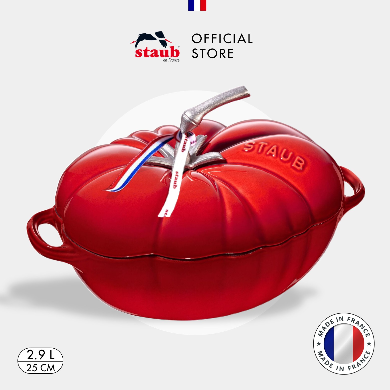 STAUB Cast Iron 25cm/2.9L Tomato Cocotte - Made in France | Shopee ...
