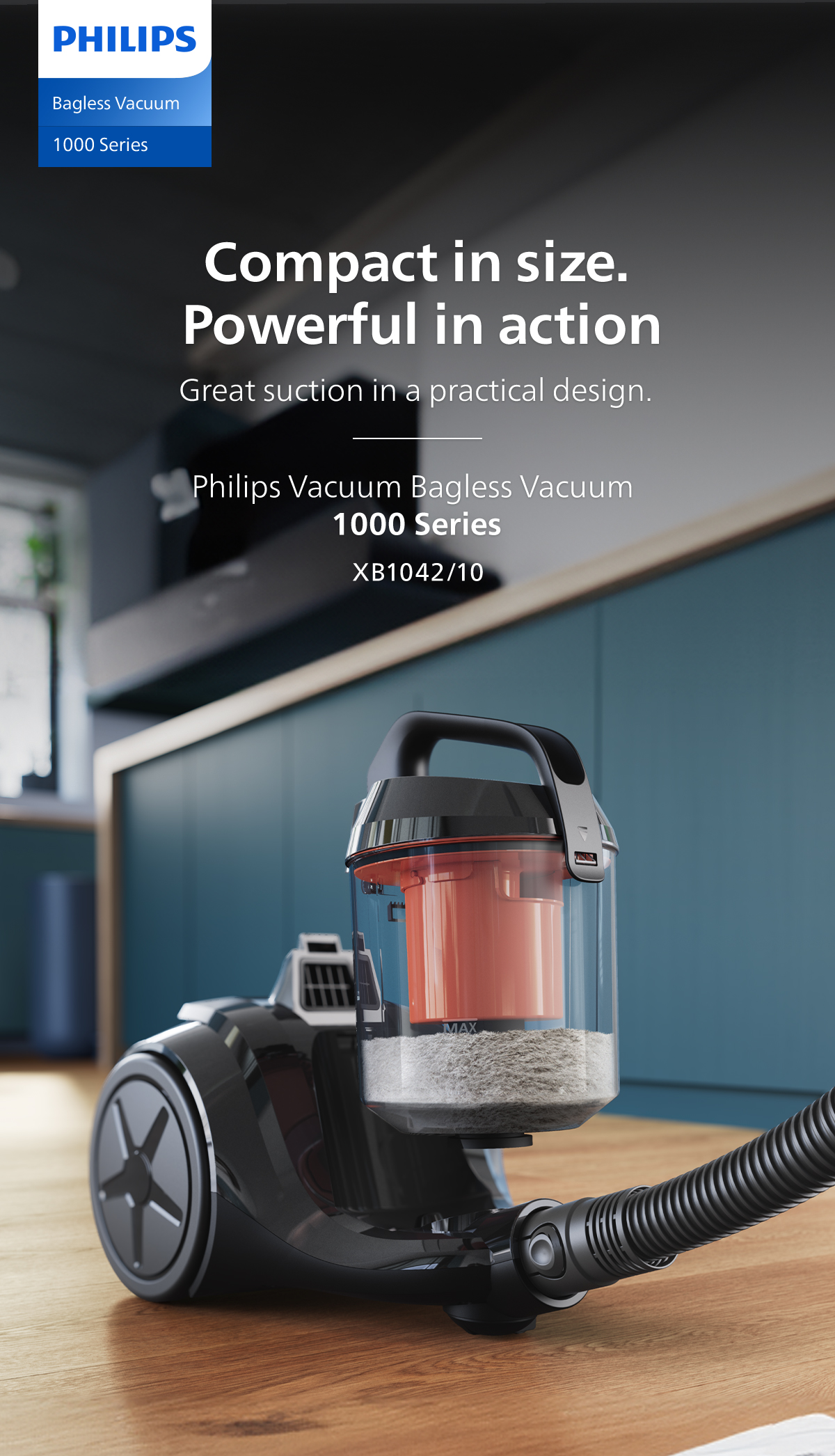 [NEW] PHILIPS Bagless Vacuum 1000 Series, 1200 W, Black XB1042/10 ...
