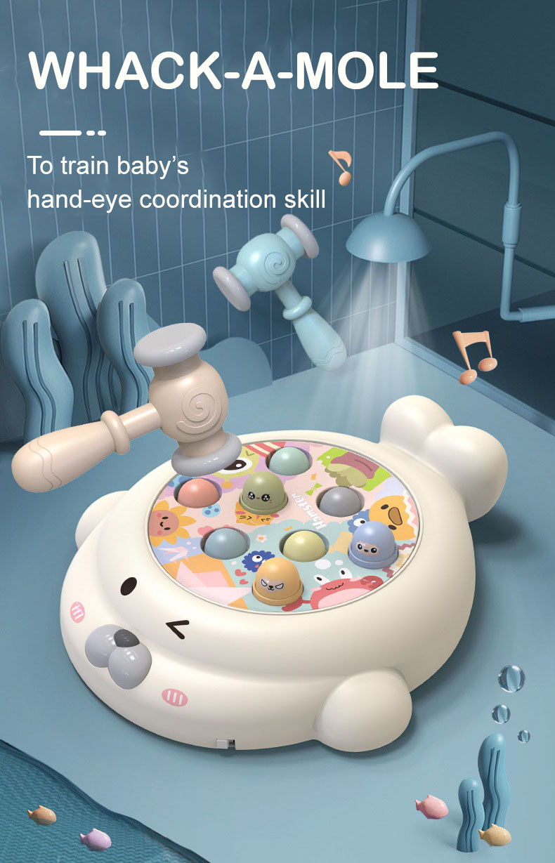 Whack-a-mole game toy for baby, kids with light and music. Muscle ...