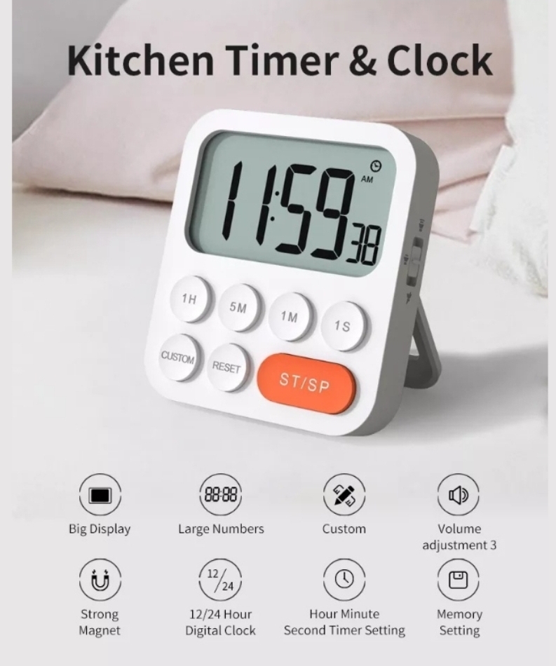 [SG] LCD Digital Kitchen Timer Big LCD Display Magnetic Countdown ...