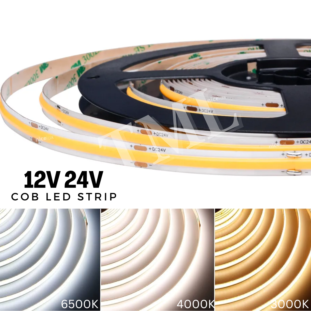 12V 24V COB LED Striplight Strip Light Dimmable Extra Bright Improved ...