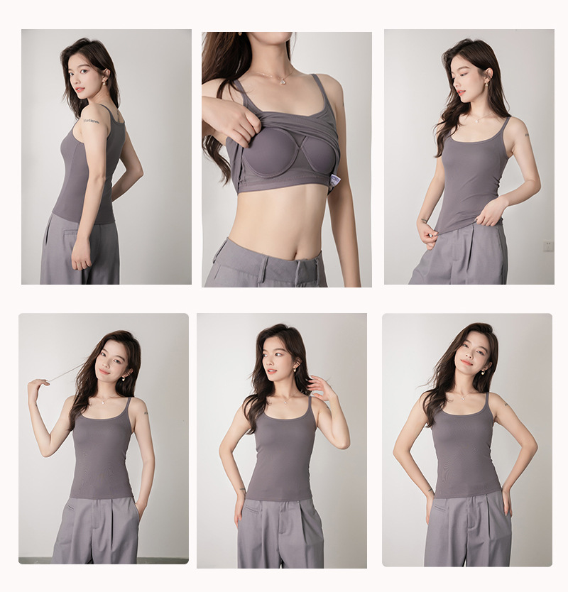 【SG stock】Premium Cotton Racer Vest Padded Top Bra Top Camisole Singlet Square Neck BT60 ...