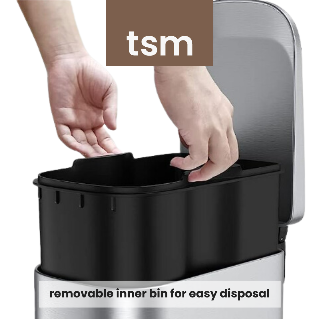 TSM 6L 10L Stainless Steel Soft Closing Trash Can with Foot Pedal ...