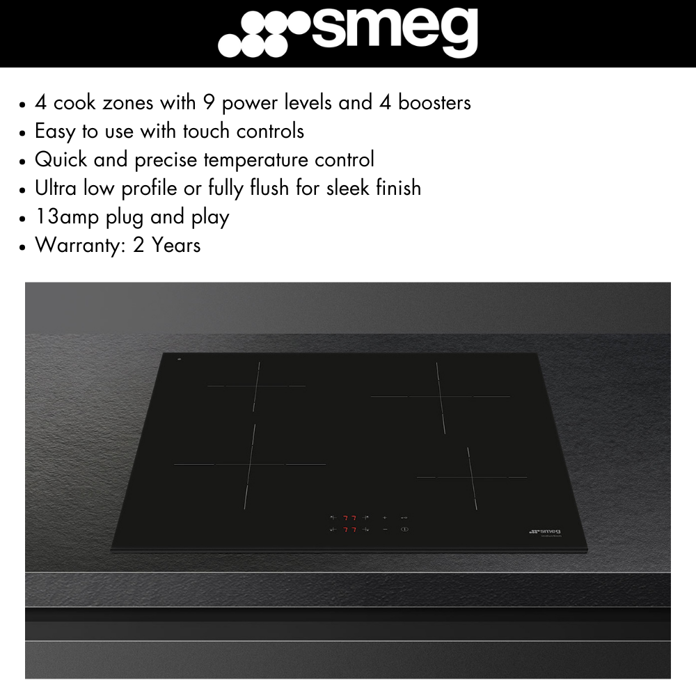 SMEG 60cm Plug and Play Induction Hob, 4 Cook Zones, Classic Aesthetic ...