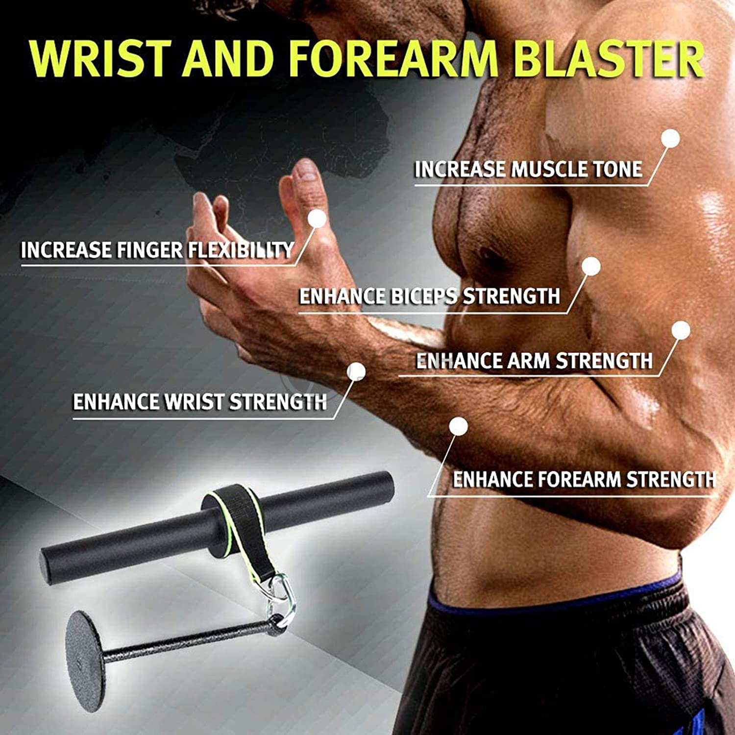 [SG] Forearm Wrist Roller Training Arm & Hand Grip Strength Trainer ...