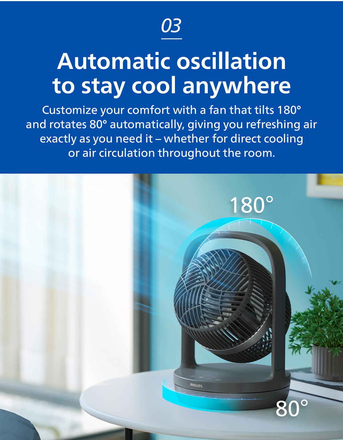 (NEW) (EXCLUSIVE) PHILIPS Table Fan 3000 Series - CX3050/01, Powerful ...