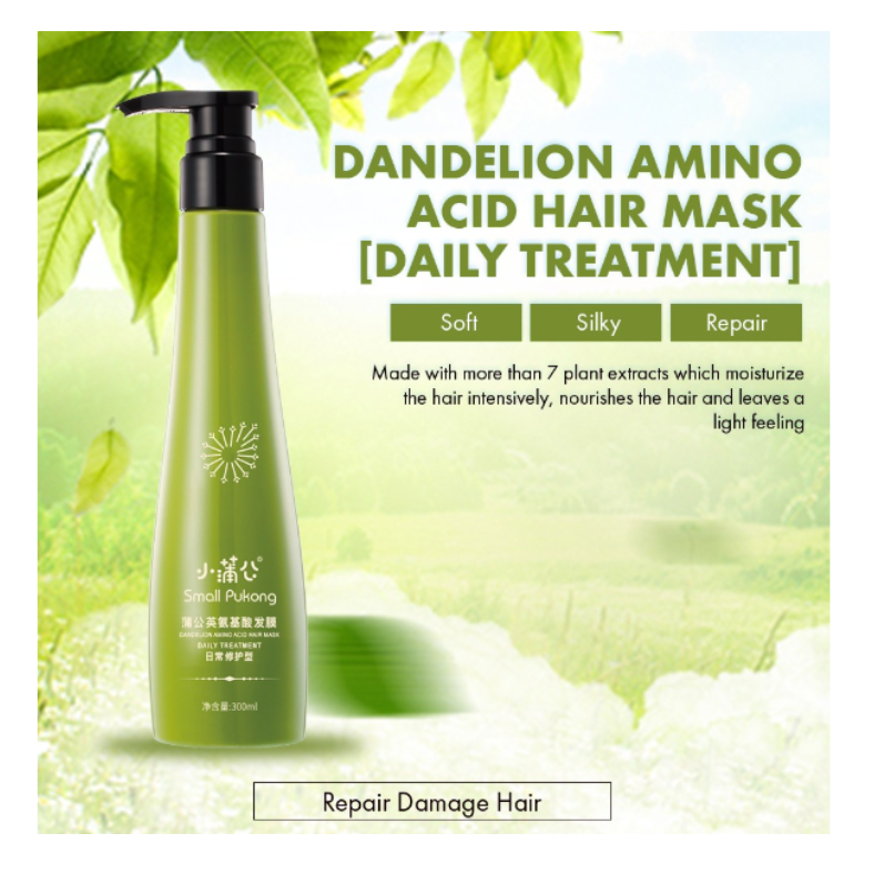 Small Pukong Dandelion Amino Acid Shampoo 300ml & Hair Mask 300ml Set 小 ...