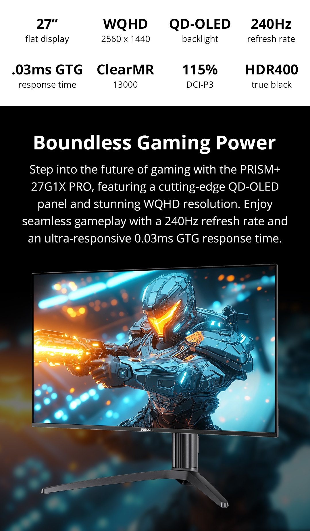 PRISM+ 27G1X PRO | 27" WQHD QD-OLED 240Hz Gaming Monitor | Shopee Singapore