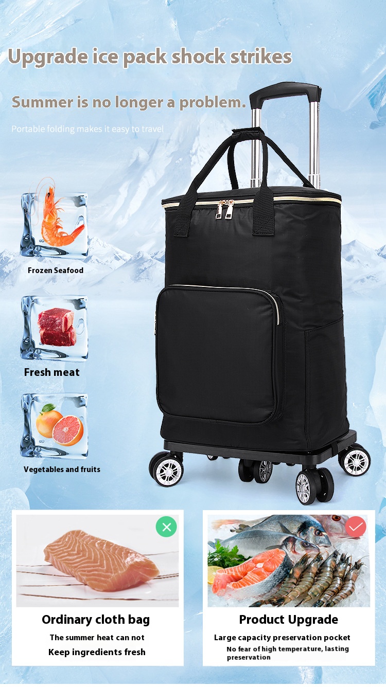 SG Folding Shopping Trolley 5-wheel Large Capacity Retractable Grocery ...