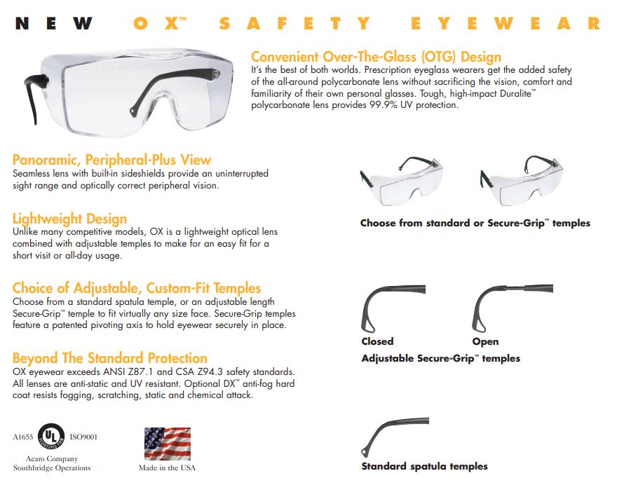 3M™ OX™ Protective Eyewear 2000, 12166, Clear Anti-Fog Lens, Black ...