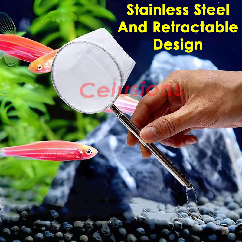 【SG Seller】 ️3D Retractable Stainless Steel Fish Net ️Aquarium Fish ...