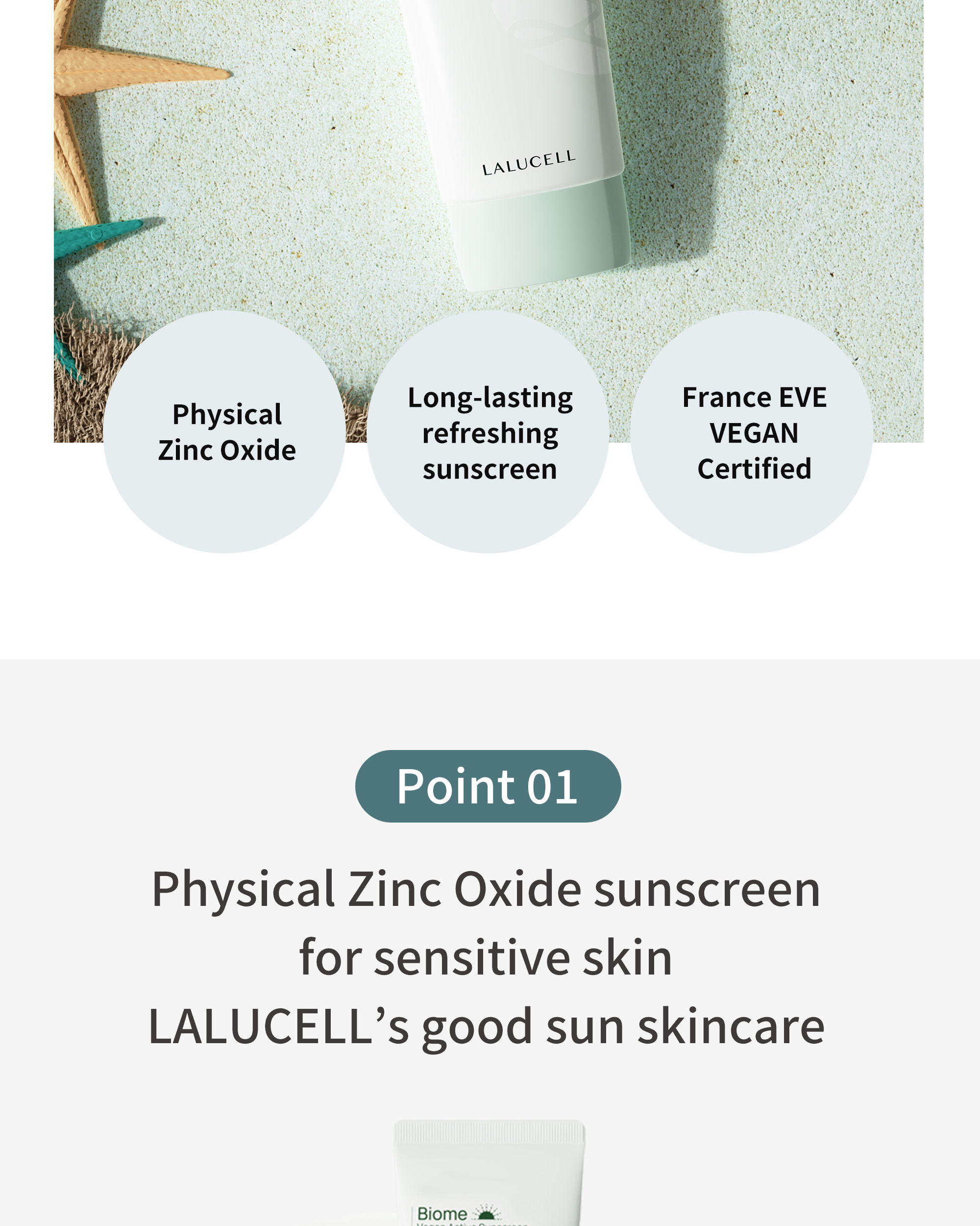 LALUCELL Biome Vegan Active Sunscreen 50ml [VEGAN, Physical Zinc Oxide ...