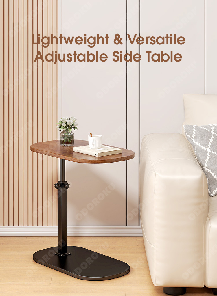 ODOROKU 360°Swivel Adjustable Height C Shaped Side End Table Modern ...