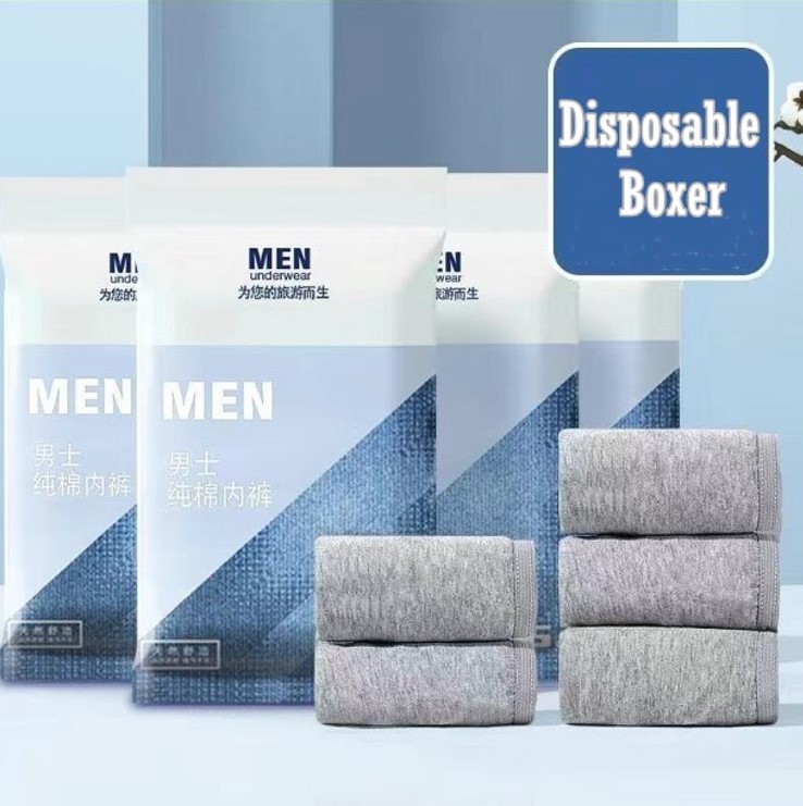 5PCS Bundle! 100% Cotton Disposable Underwear Men's Boxer Cotton ...