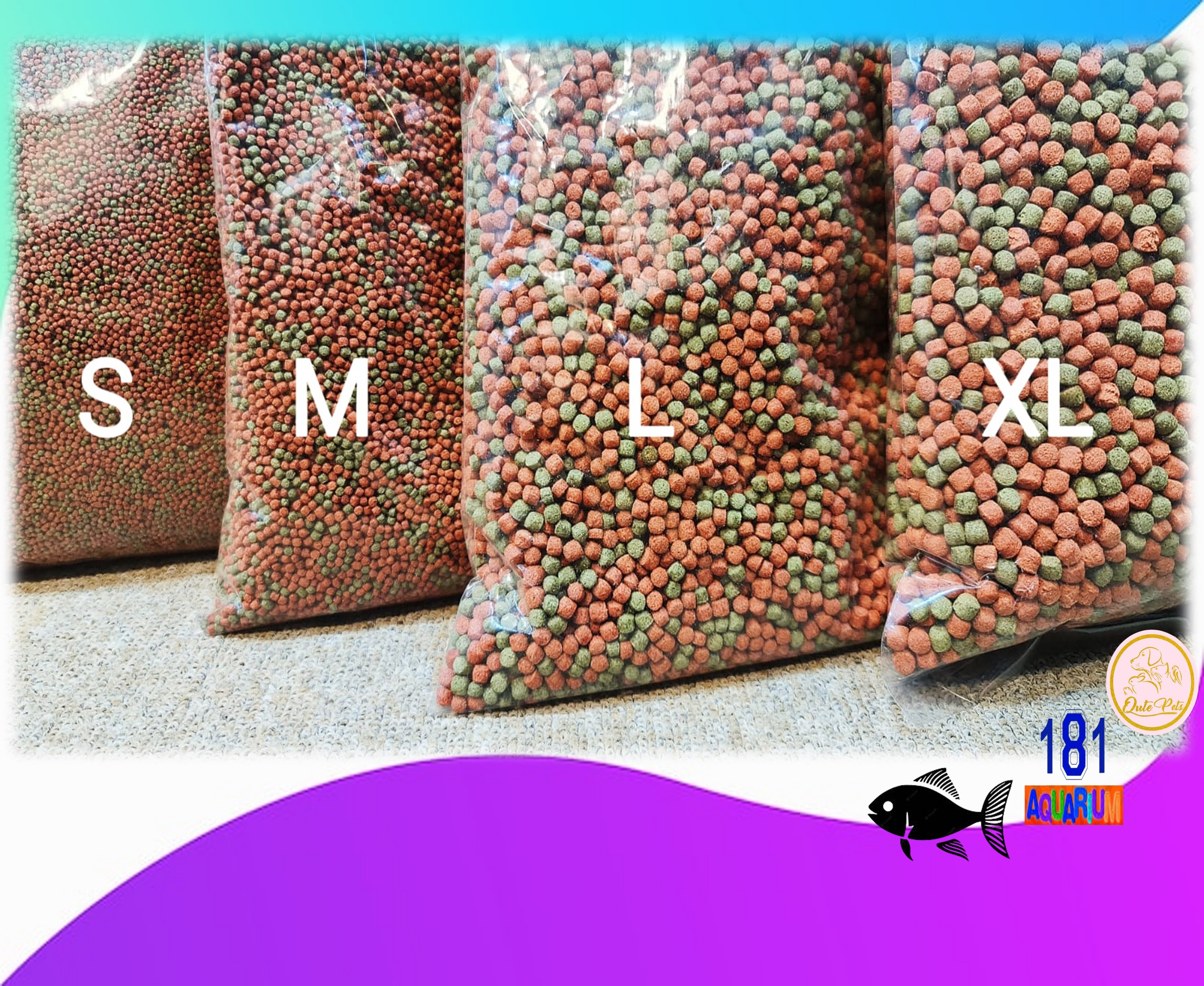 [1 kg] 181aq Fish Food 2-Coloured Pellets (Size S/ M/ L/ XL) | Shopee ...
