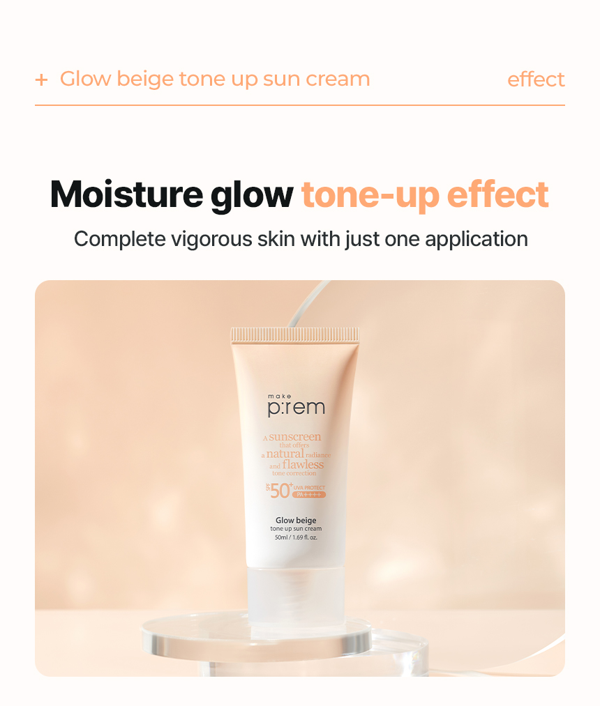 MAKE PREM Glow Beige Tone Up Face Sunscreen Sunblock 50ml(Physical ...