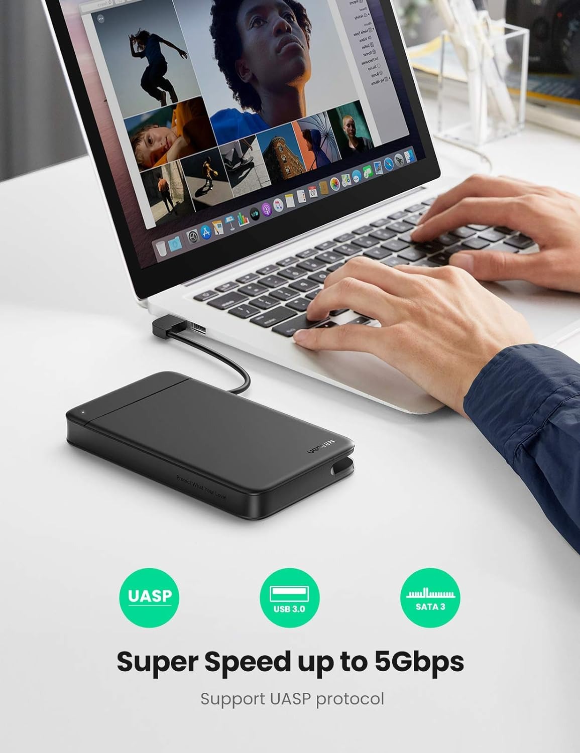 UGREEN 2.5 Inch Hard Drive Enclosure, External 2.5 SATA SSD HDD Hard ...