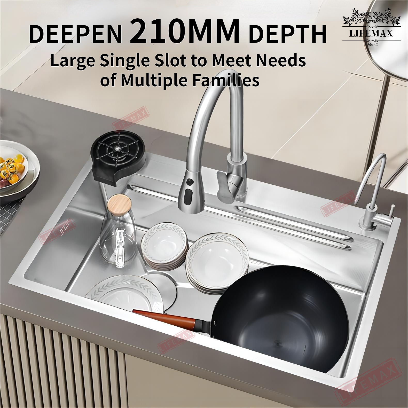 (SG)READY STOCK.Kitchen Honeycomb Embossed Large Single Sink /SUS 304 ...