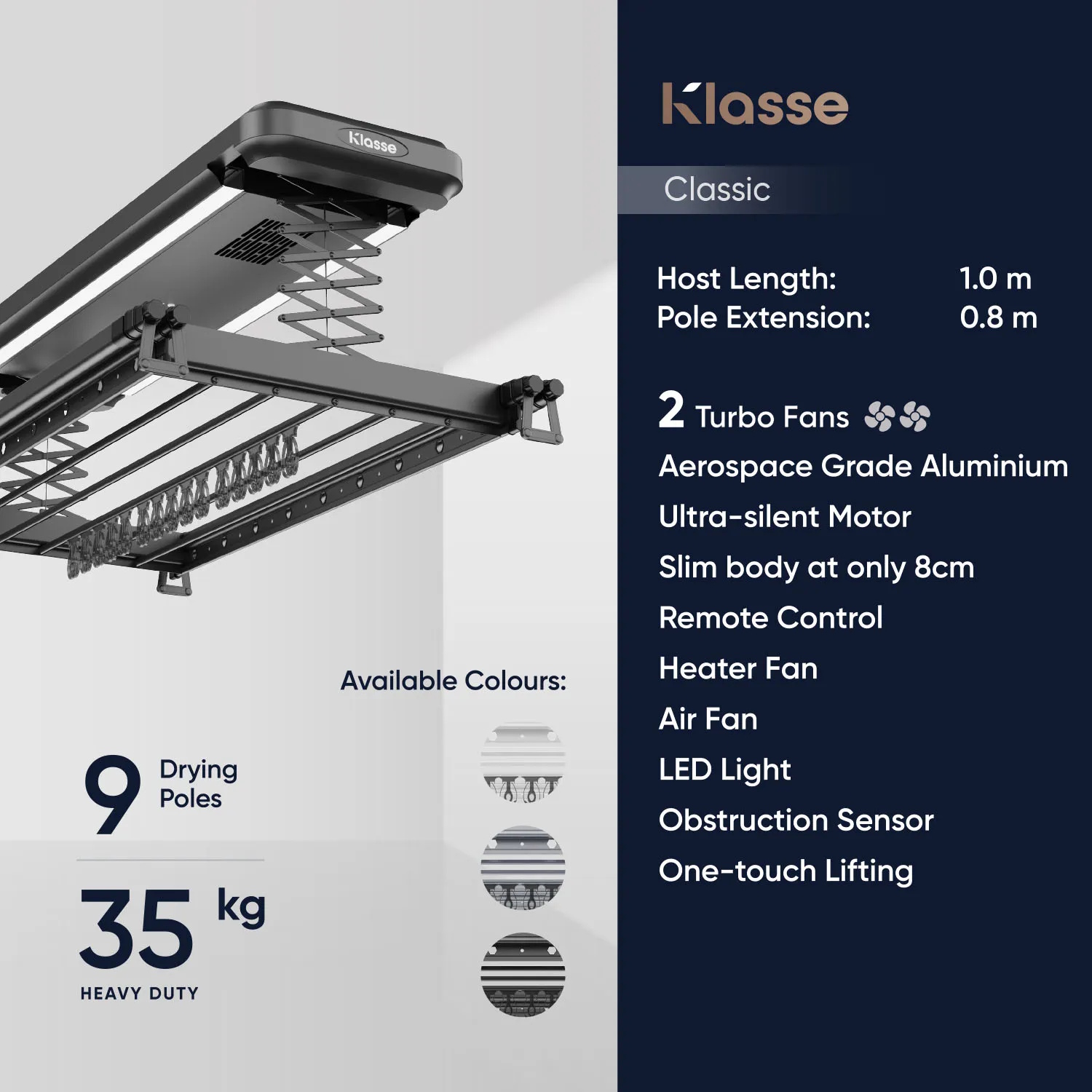 Klasse Automated Laundry Rack | Black, Grey or White | 2023 Model ...
