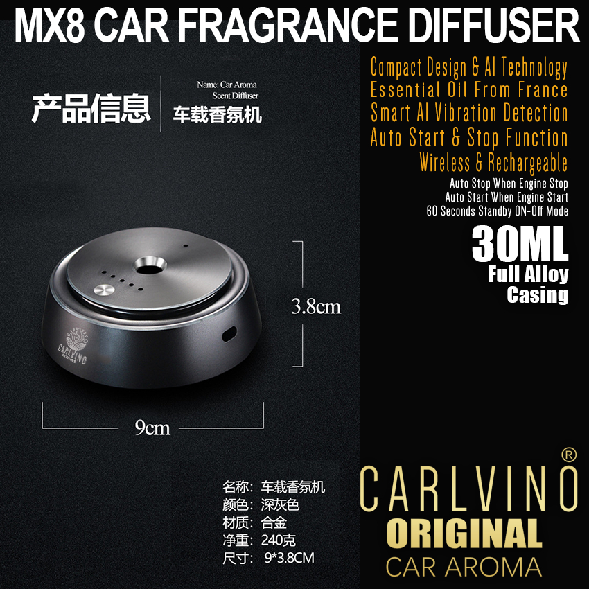 CAR DIFFUSER WIRELESS MX8 (GREY) - 30ML WITH AUTO START STOP FUNCTION ...