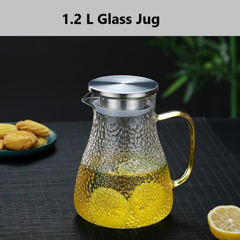 1.8L/1.5L / 1.2L Glass Water Jug container Large Volume strong and high temperature resistant ...