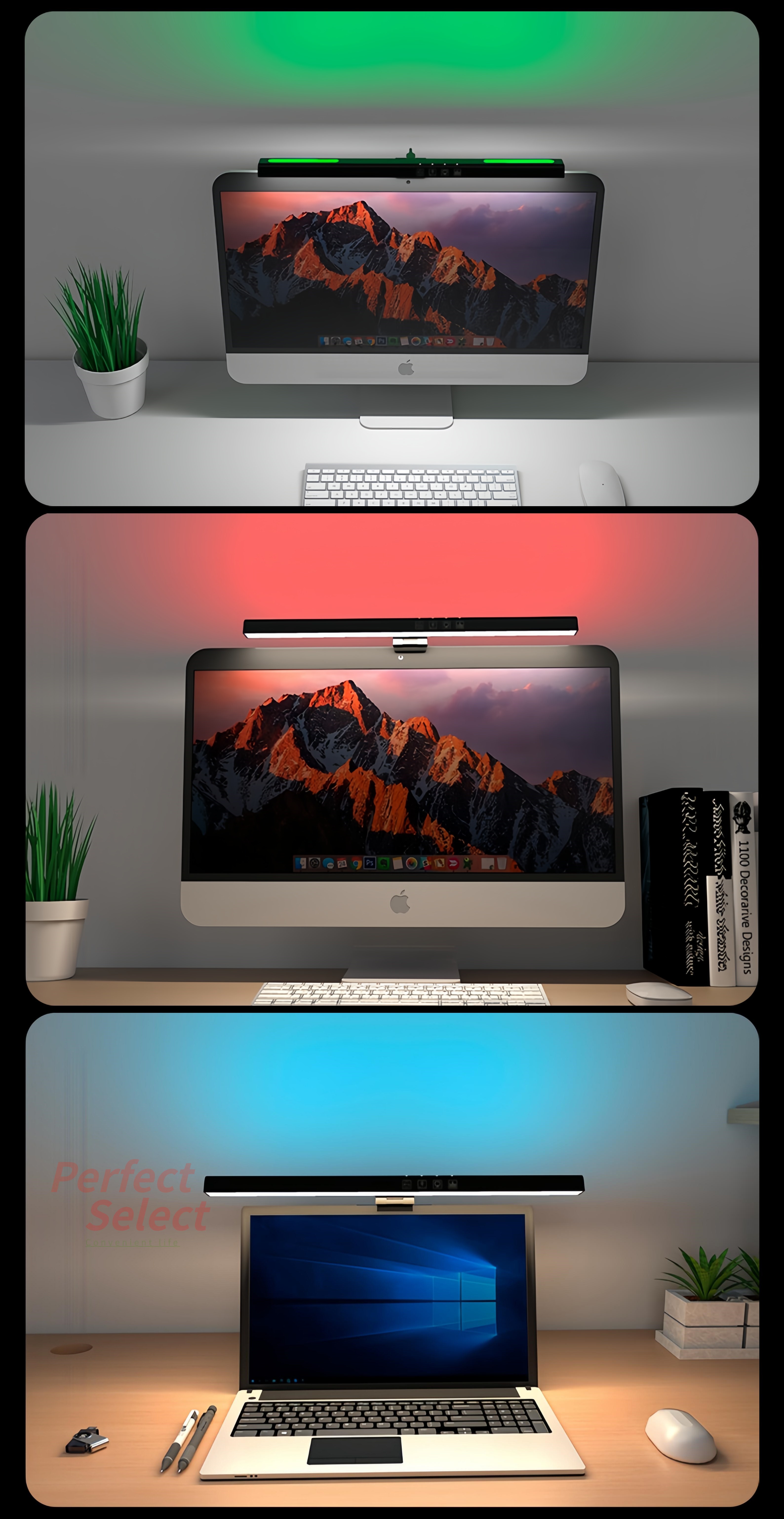 7 Colors Led Monitor Light Bar RGB Light,Screen Hanging Light,3 Color ...