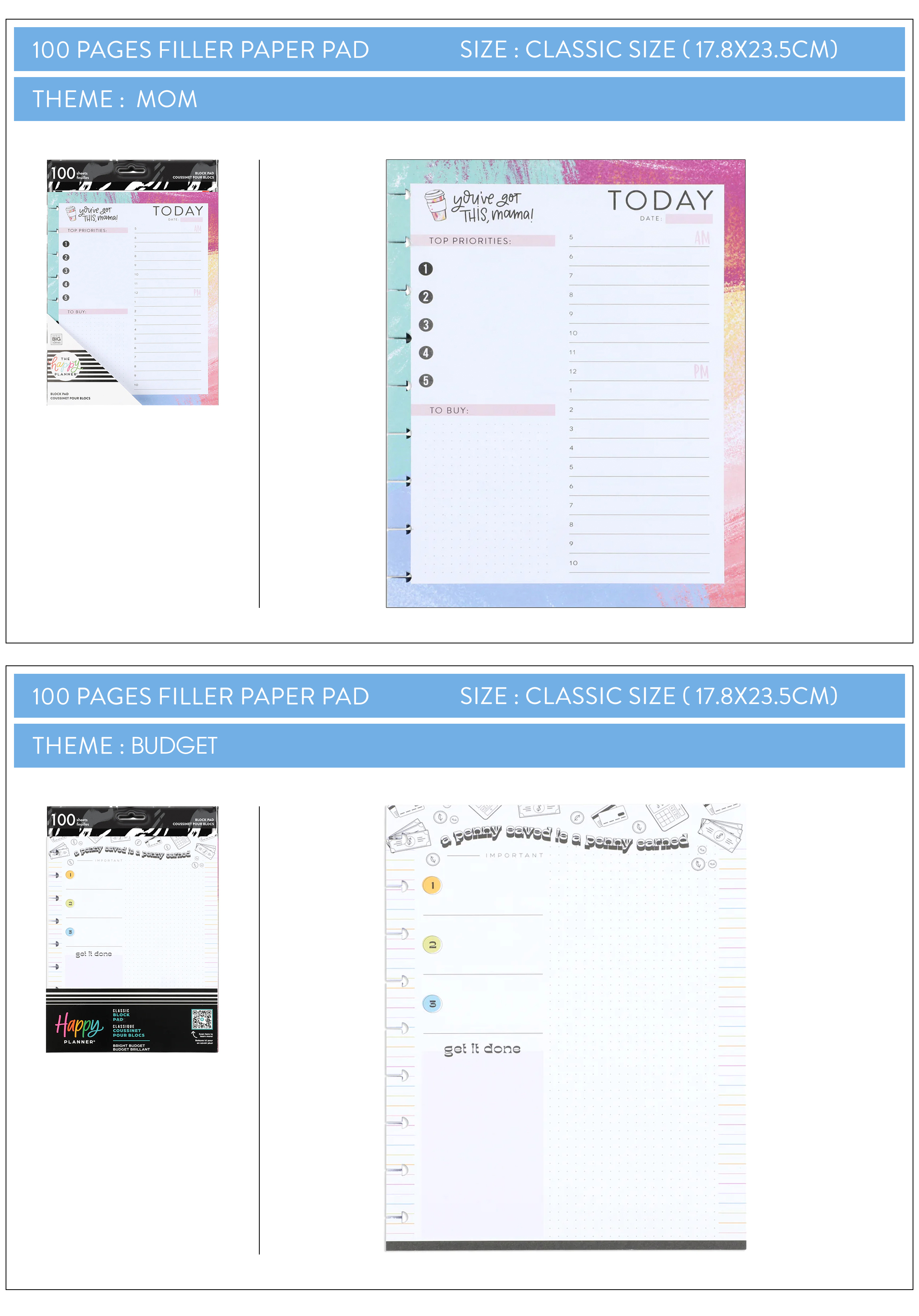 Classic Happy Planner Paper Insert (50/100 pages) | Shopee Singapore