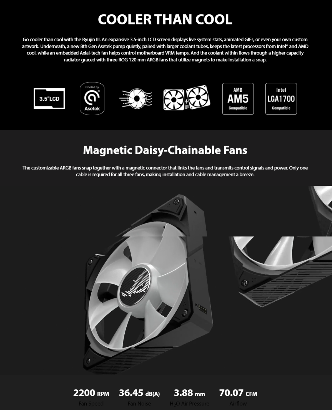 ROG Ryujin III 360 ARGB AIO CPU Cooler with 400mm Radiator - 3.5" LCD ...