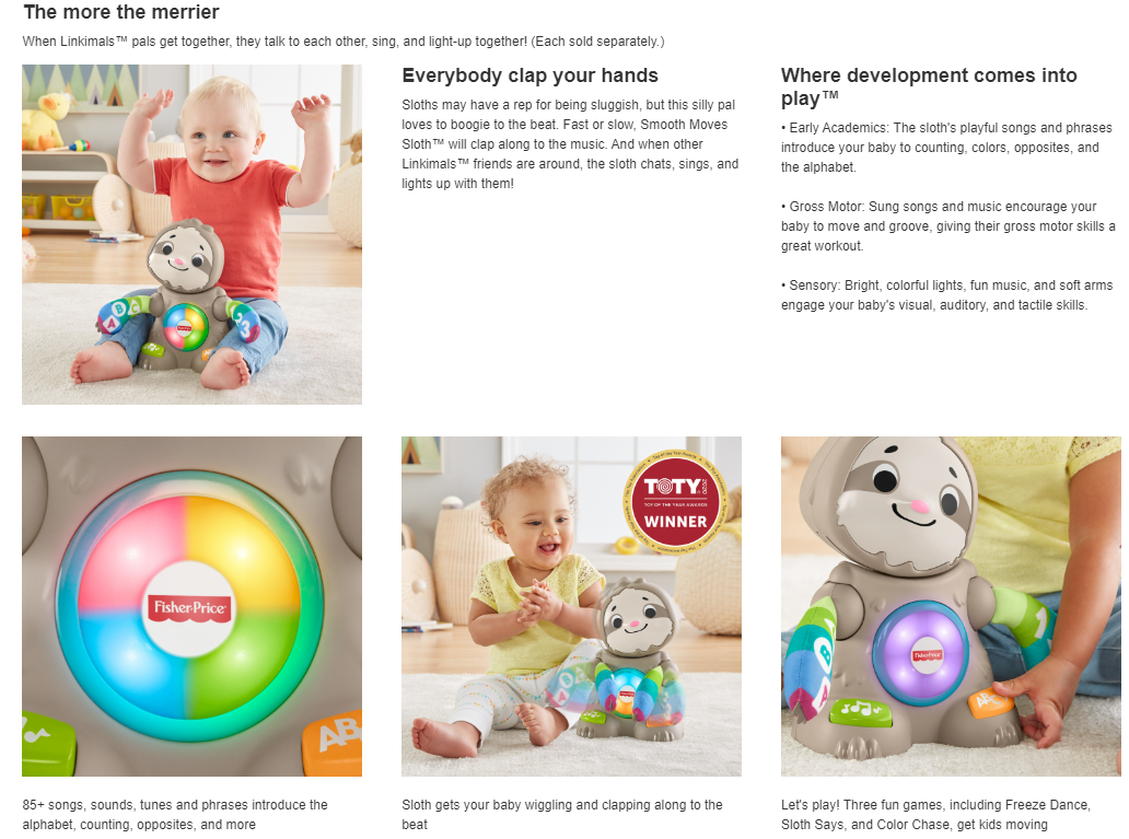 Fisher-Price Linkimals Smooth Moves Sloth Baby Electronic Learning Toy ...