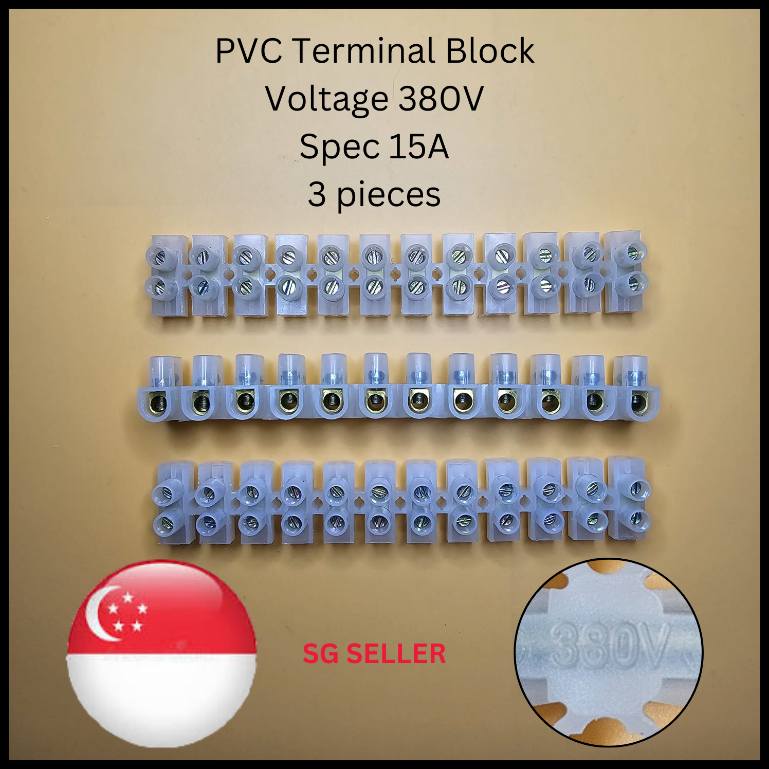 Ready stock. 3 pieces PVC Terminal Block or PVC Cable Connector ...