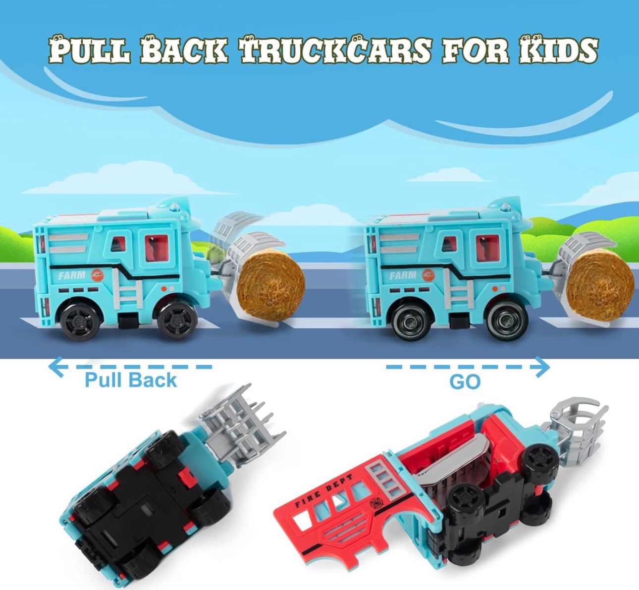 2 in 1 Transformable Trucks for Kids toy car birthday goodie return ...