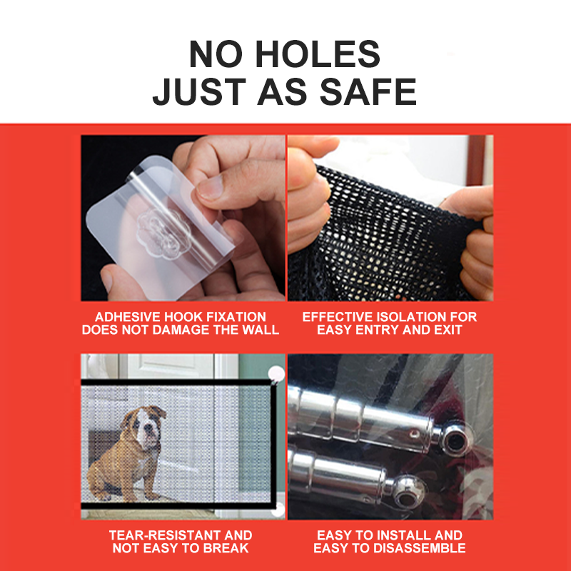 Dog Fence Pet Gate nylon Foldable Mesh Magic Protect Safety Mesh Net ...