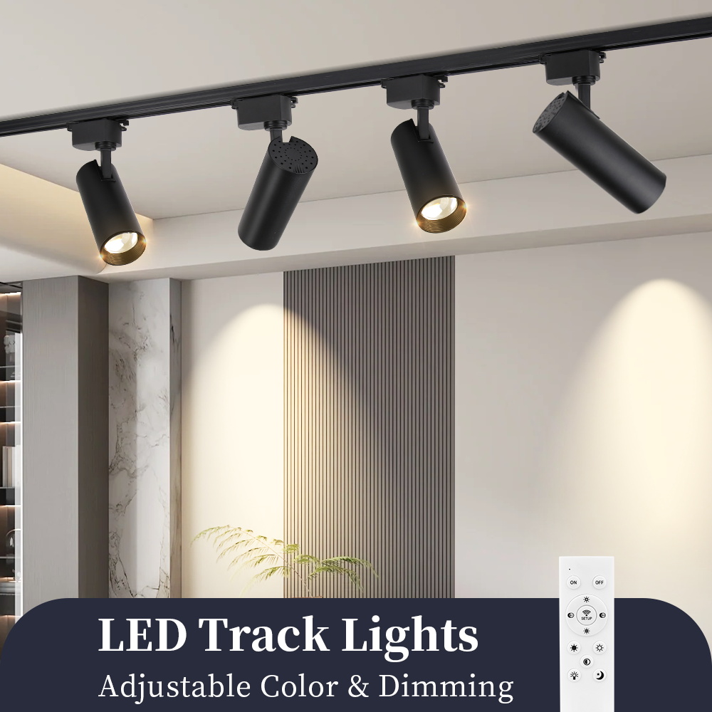 3 Colors Dimmable Track Light Set with Remote Control Led Spotlight ...