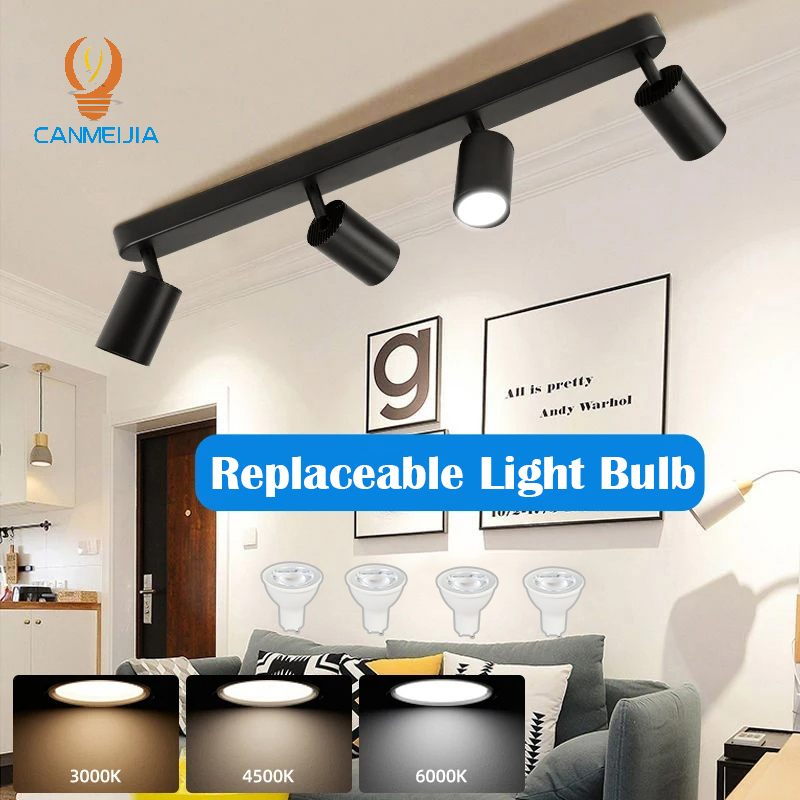 Replaceable GU10 Bulb Track Light Set Ceiling Lamp Led Spotlight Track ...
