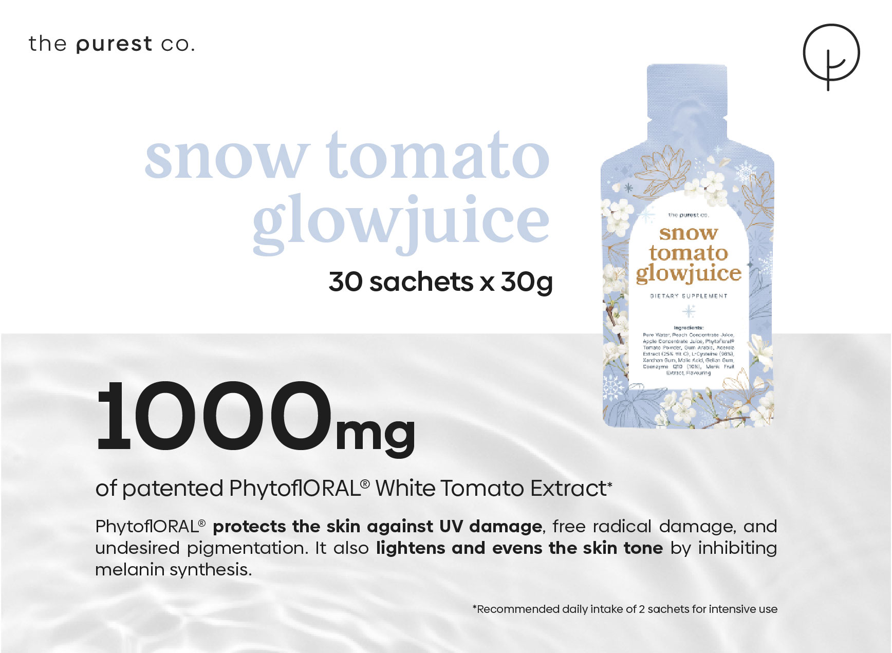 Purest Co Snow Tomato Glowjuice 1000mg White Tomato Extract (Skin ...
