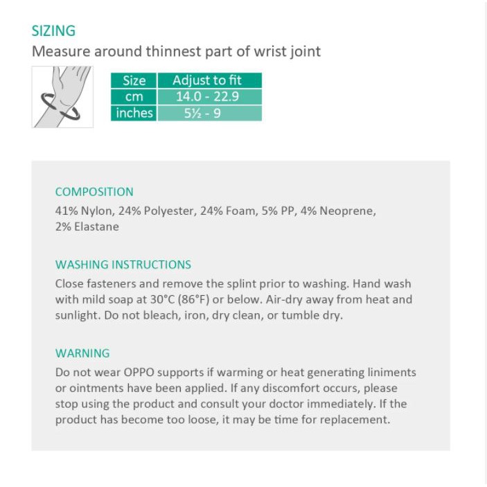 OppO Wrist Splint (Adjustable) RH302 | Wrist Support | Shopee Singapore