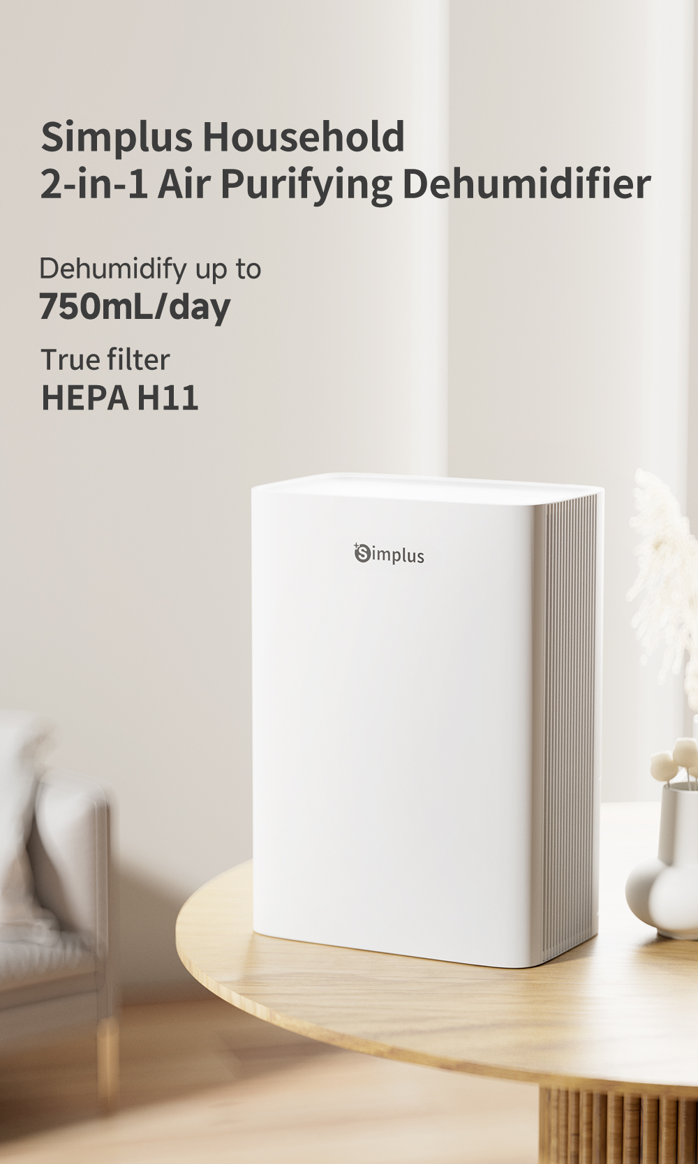 Simplus Air Dehumidifier & Purifier 2 in 1 | Dual Effect Integration ...