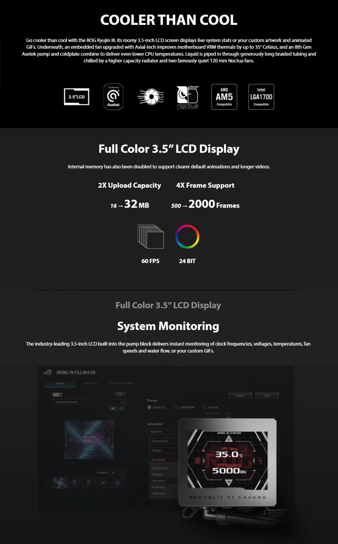 ROG Ryujin III 240 ARGB AIO liquid CPU cooler with 400mm radiator ...