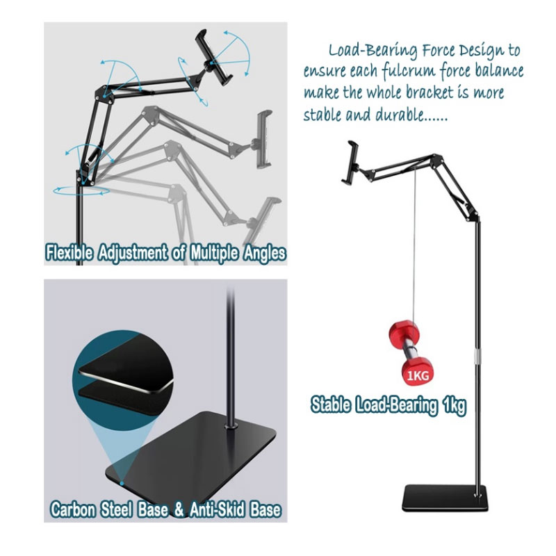 Floor Tablet Phone Stand Holder Support 12.9 Lounger Bed Mount 175cm ...