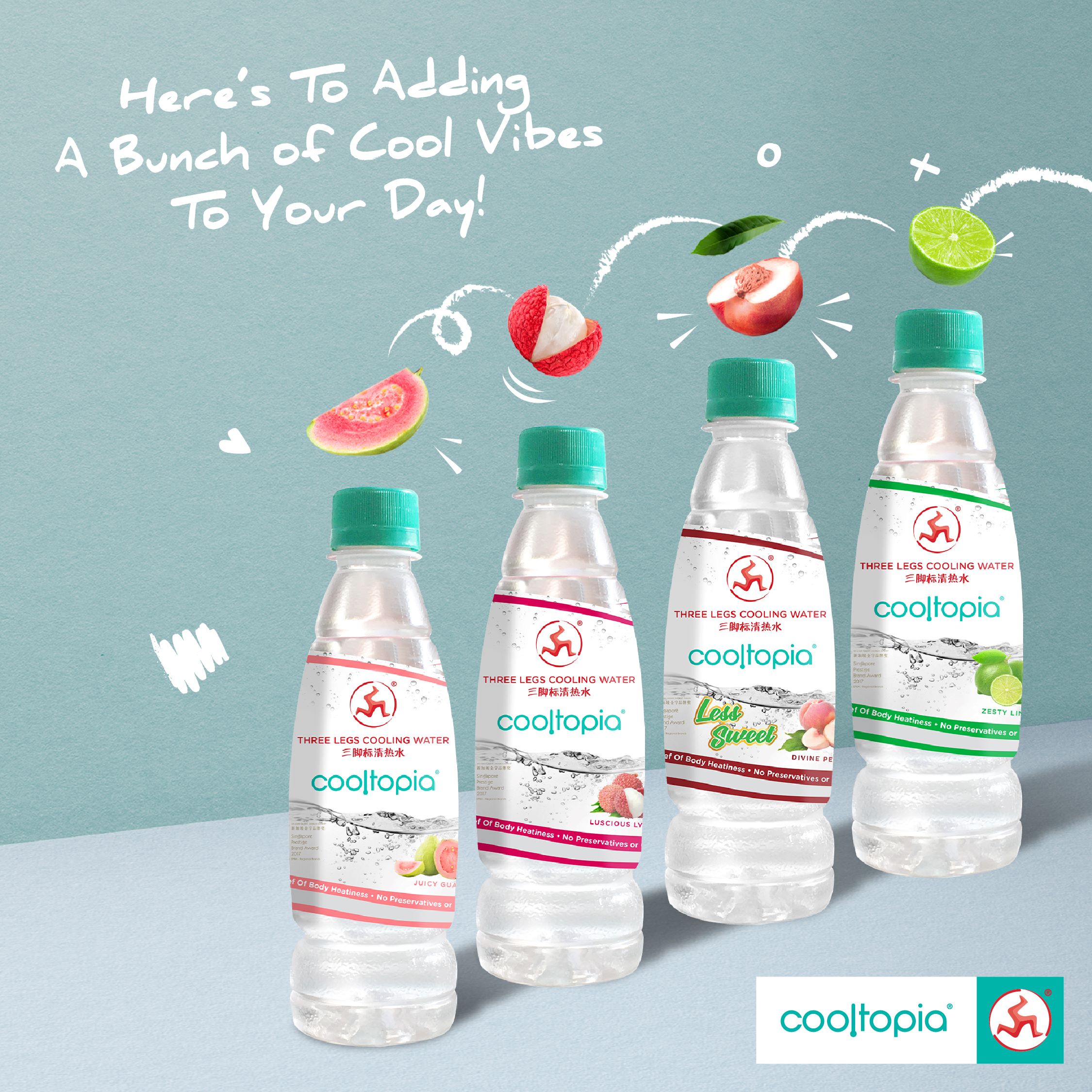 Three Legs Cooling Water Cooltopia 三脚标果味清热水 -Relief Body Heartiness ...