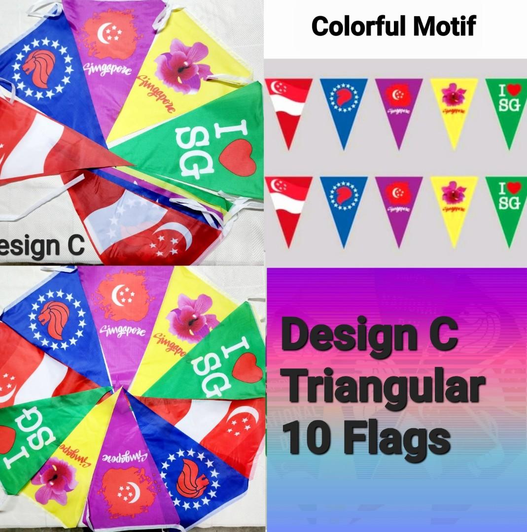 [NDP 02] [10 Flags/ 3.0 M] Singapore Hanging Flag Banner | National Day ...