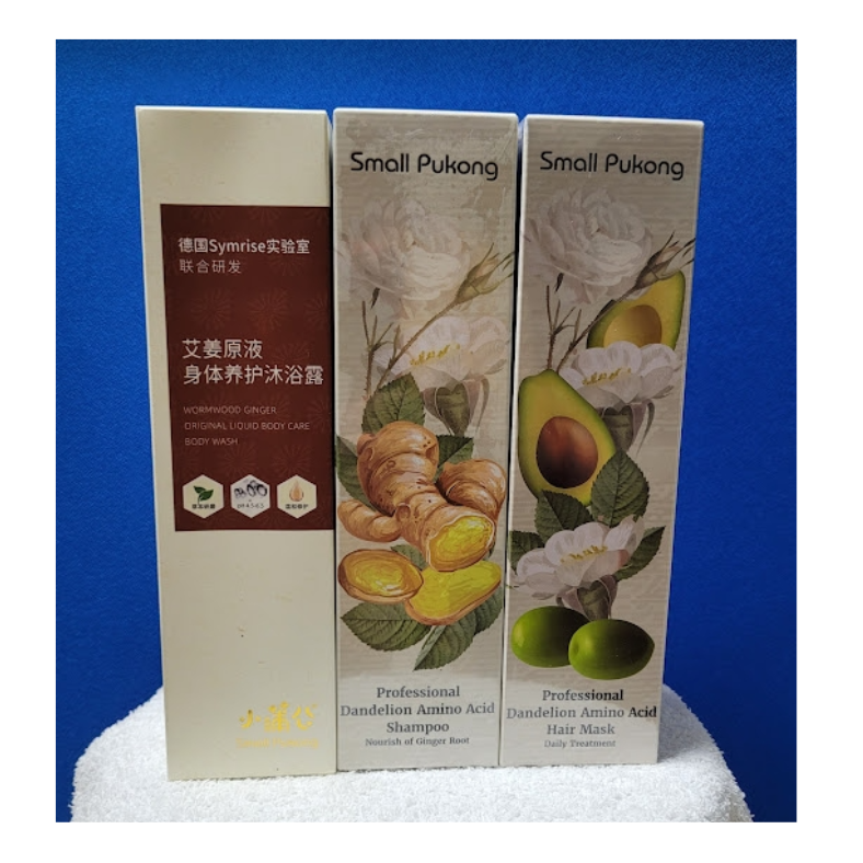 Small Pukong Big Three Joys Body Set (Ginger Shampoo 300ml + Mask 30ml ...