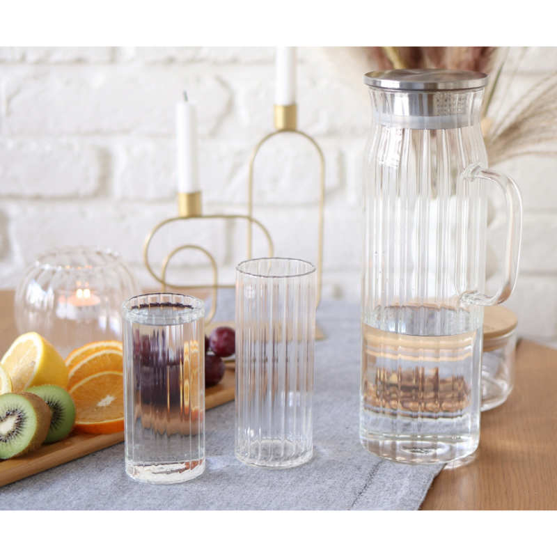 WIlmax Thermo Glass Jug with Stainless Steel Lid [1000ml/1500ml/2100ml/2500ml] / For Hot and ...