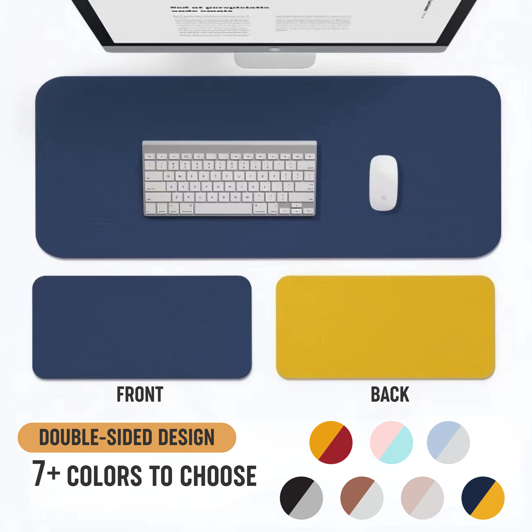 Double Sided PU Leather Mouse Pad / Large Desktop Table Mat / Laptop ...