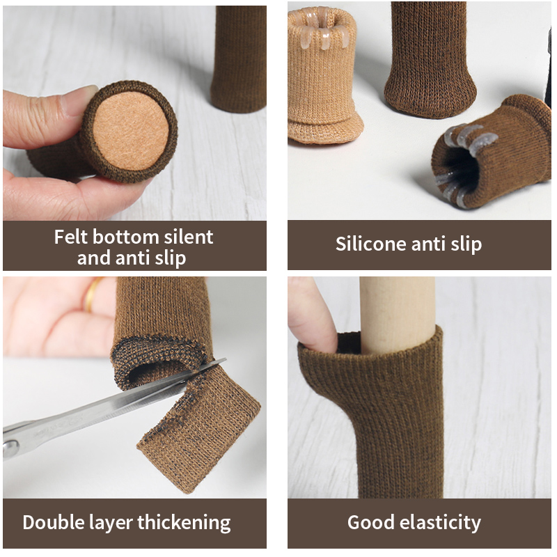 🇸🇬4PCS Chair Leg Cover Chair Leg Socks Knitted Table Leg Foot Pad Chair ...