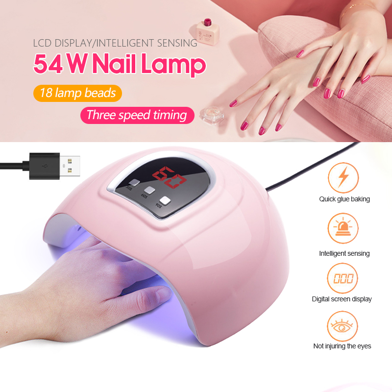 SG//54W UV LED Lamp For Nail Manicure 18 LEDS Professional Gel Polish Drying Lamps USB Curing ...