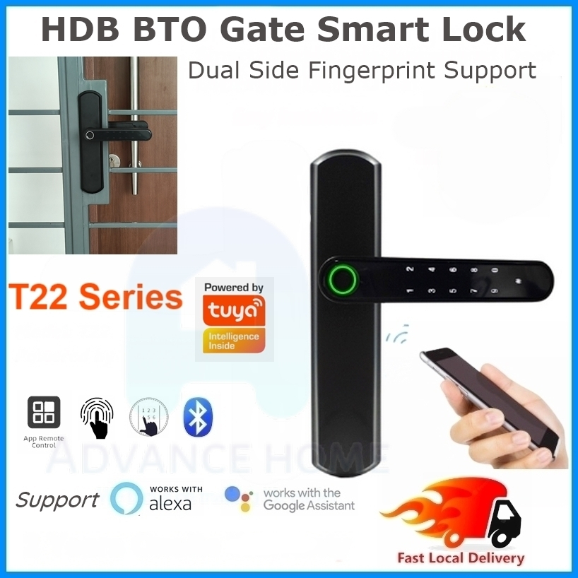 Free Installation HDB Smart Gate Lock Tuya APP Control fingerprint Lock ...
